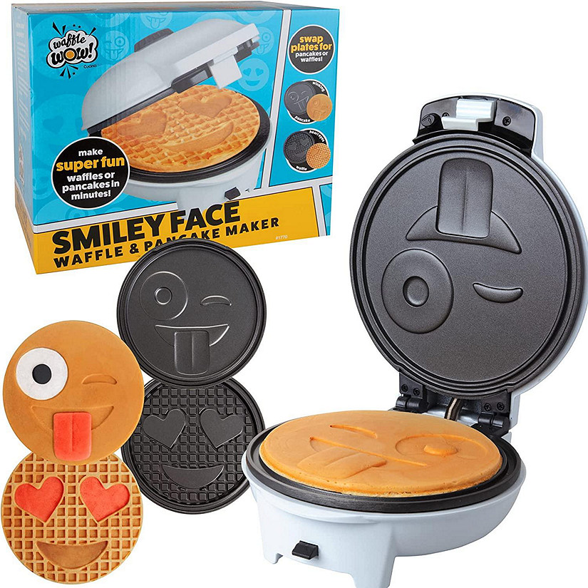 Smiley Face Waffler & Pancake Maker w 2 Interchangeable, Removable 8 ...