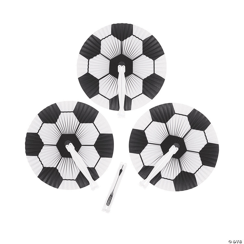 Soccer Ball Folding Hand Fans - 12 Pc. - Discontinued