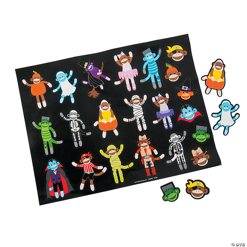 Sock Monkey Halloween Costume Stickers - Discontinued