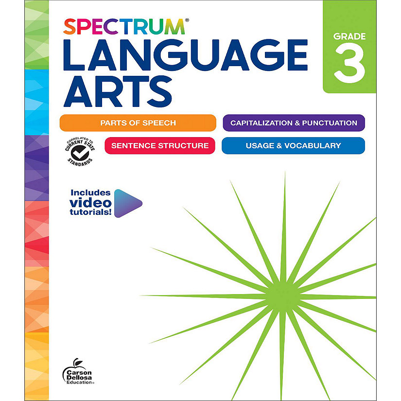 Spectrum 3rd Grade Language Arts Workbooks, ELA, Covering Parts of Speech, Punctuation, Sentence ...