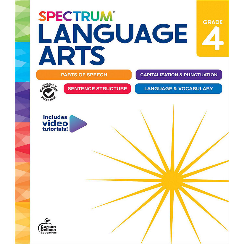 Spectrum Language Arts 4th Grade Workbook, Covering Parts of Speech ...