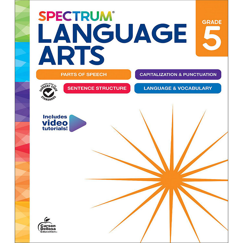 Spectrum Language Arts 5th Grade Workbook, Covering Parts of Speech ...