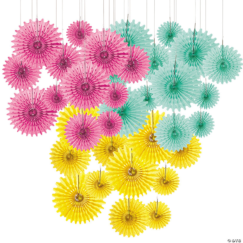 Spring Hanging Tissue Paper Fans Kit - 36 Pc.