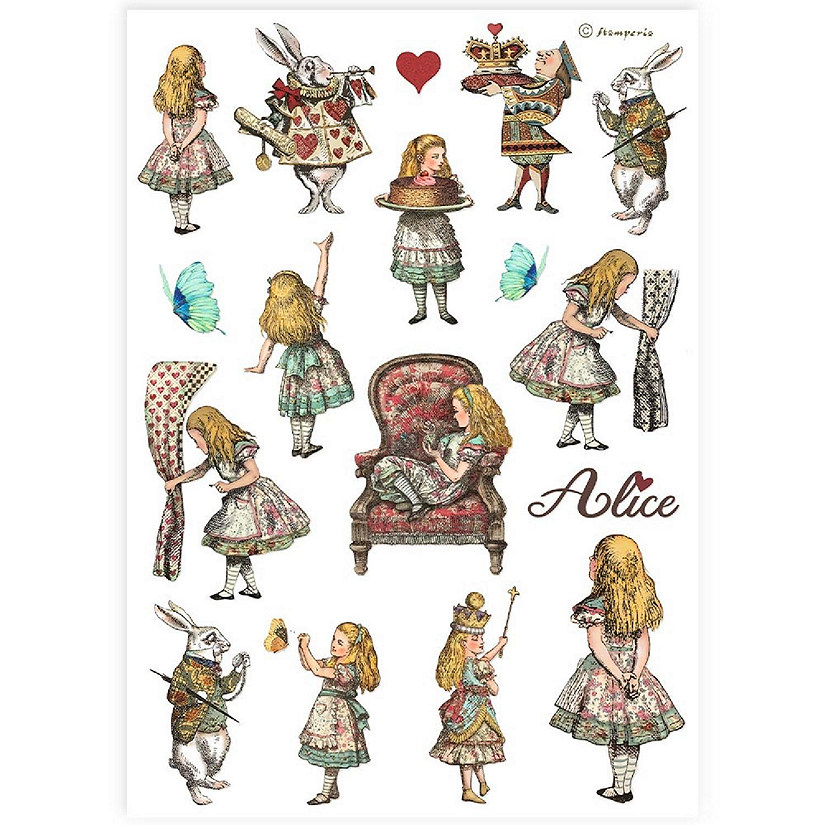 Stamperia Rice Paper Sheet A4-Alice Elements | Oriental Trading