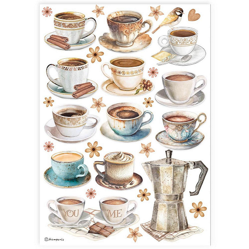 Stamperia Rice Paper Sheet A4-Cups | Oriental Trading