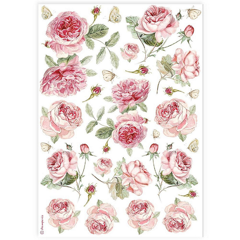 Stamperia Rice Paper Sheet A4-English Roses Pattern | Oriental Trading
