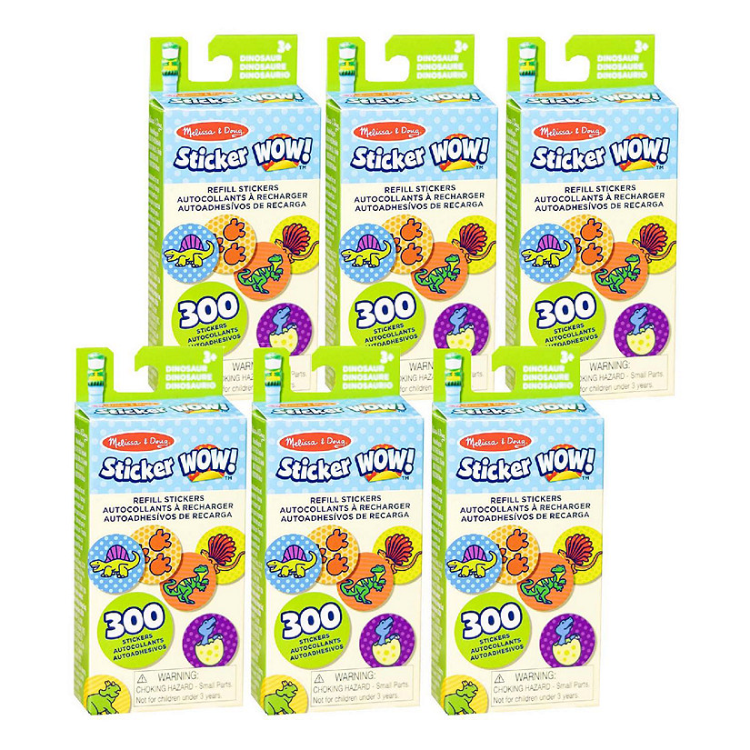 Sticker Wow Refill Stickers Dinosaur 300 Per Pack 6 Packs | Oriental ...