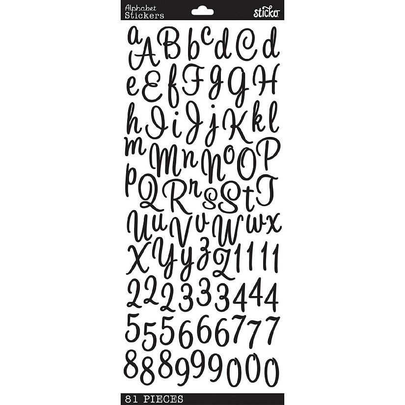 Sticko Alphabet Stickers-Sweetheart Script Black
