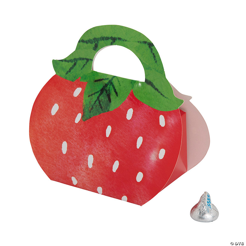 Strawberry-Shaped Treat Boxes - 12 Pc.