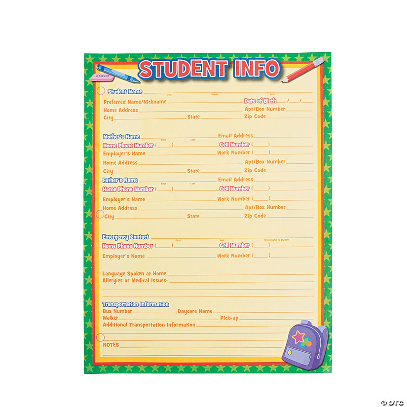 Student Info Sheets - Discontinued