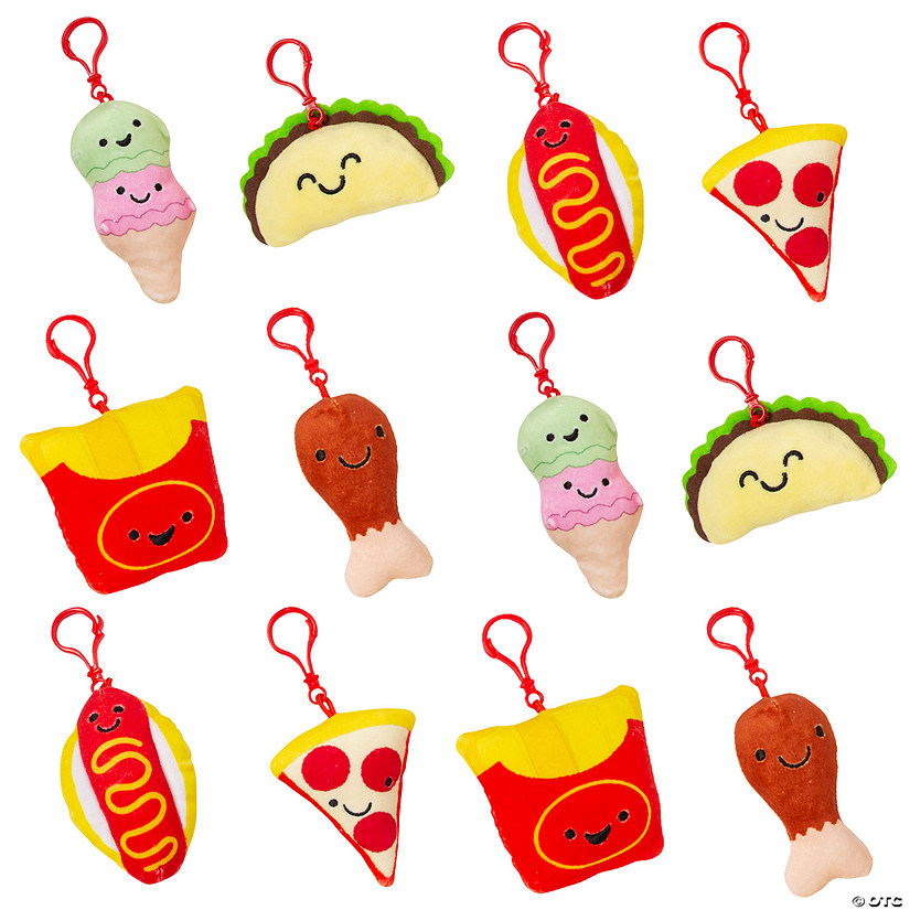 Stuffed Fast-Food Backpack Clip Keychains - 12 Pc. | Oriental Trading
