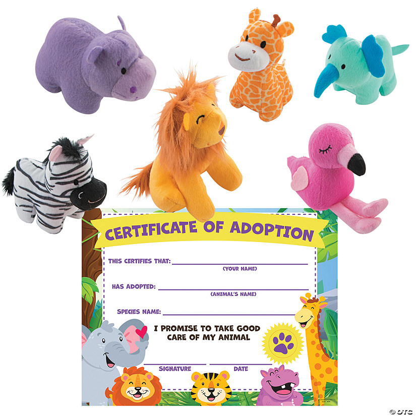 Stuffed Zoo Animal Adoption Kit for 12 | Oriental Trading