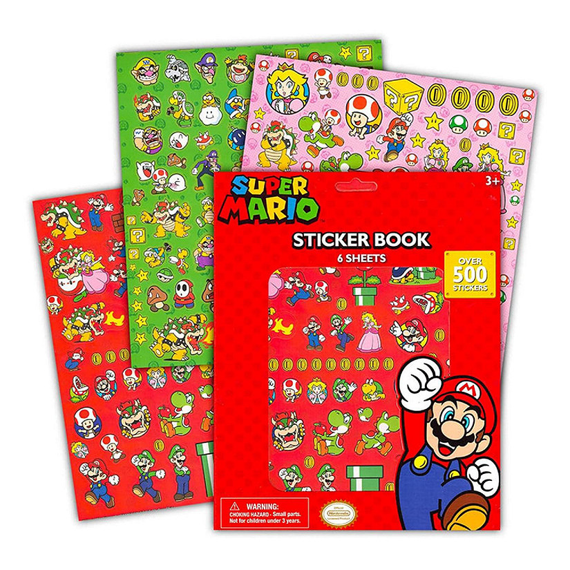 Super Mario 6 Sheet Sticker Pad 500+ Stickers | Oriental Trading