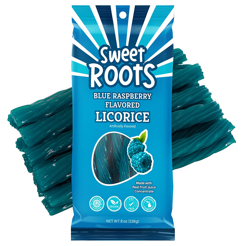 Sweet Roots Blue Raspberry Licorice (8 oz, 12 Pack) | Oriental Trading