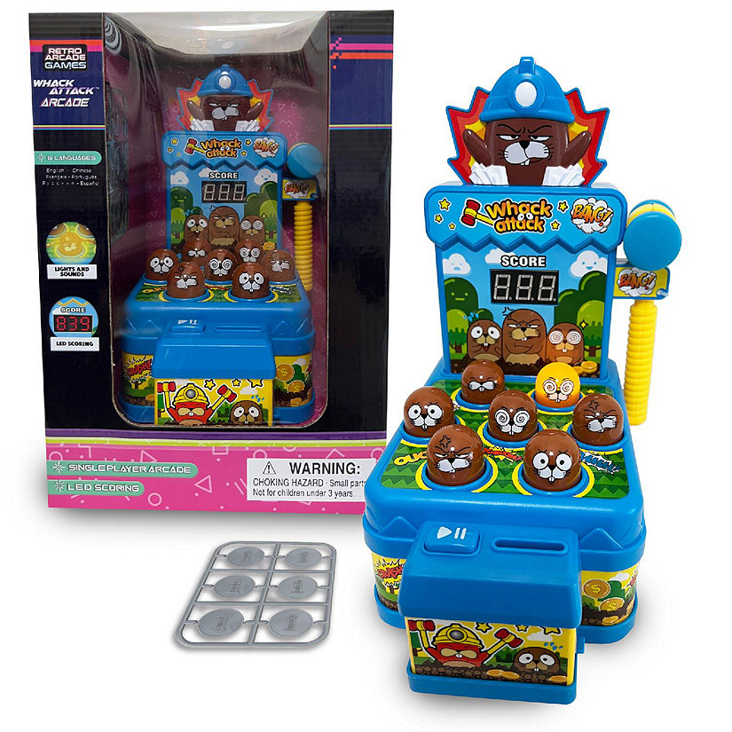 Thin Air Games Whack Attack Arcade –Lights & Sounds, LED Scoring, Soft Hammer 3+