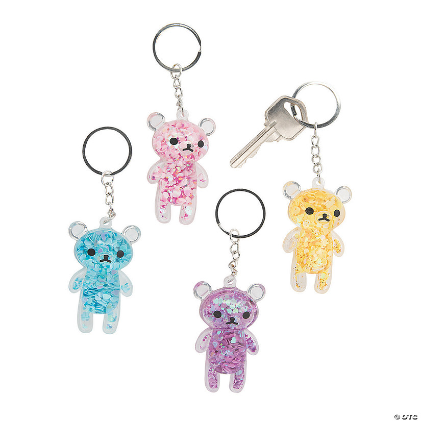 Transparent Confetti Teddy Bear Keychains | Oriental Trading