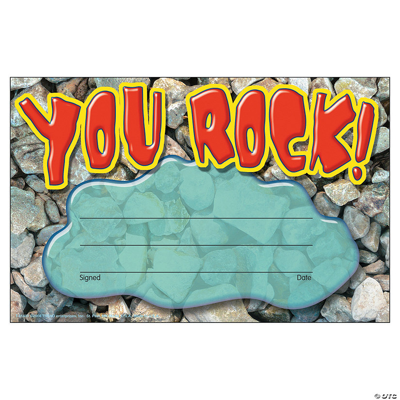 TREND (12 Pk) Recognition Awards You Rock | Oriental Trading