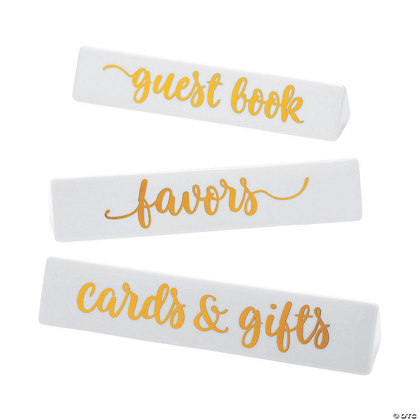 Triangle Wedding Sign Ceramic Name Plates - 3 Pc. | Oriental Trading