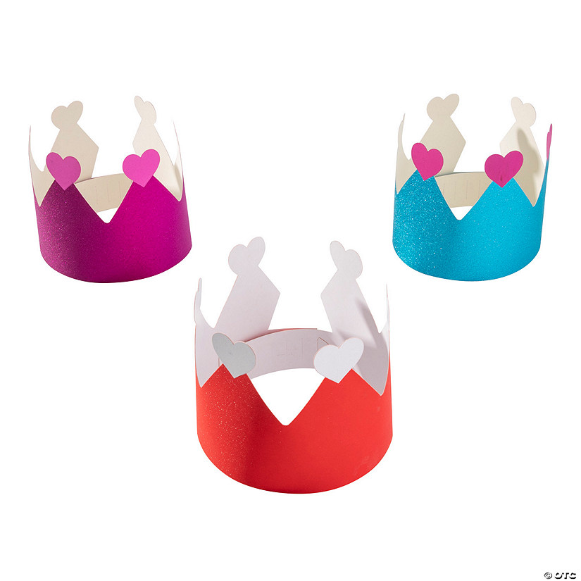 Valentine Glitter Crowns – 24 Pc. | Oriental Trading