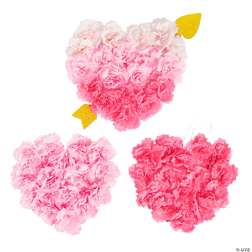 Valentine Tissue Paper Hearts Hanging Decor Set - 3 Pc. | Oriental Trading