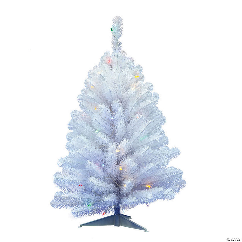 Vickerman 3' Crystal White Spruce Christmas Tree with Multi-Colored LED ...