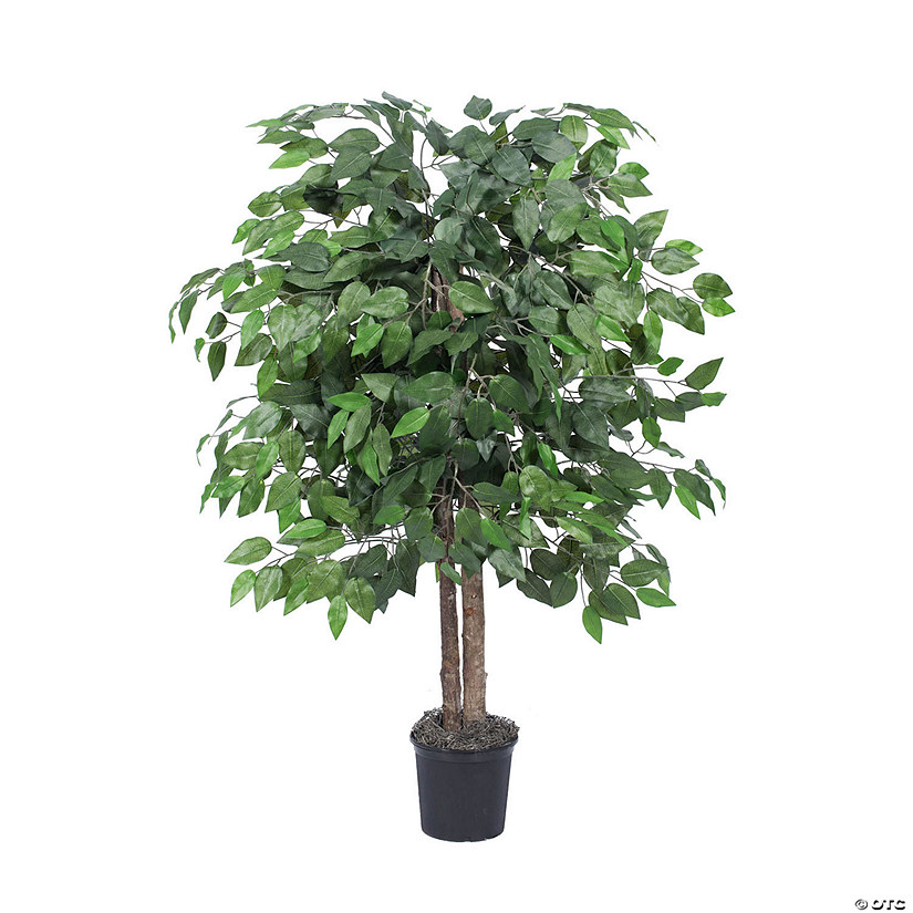 Vickerman 4' Artificial Ficus Bush, Black Plastic Pot