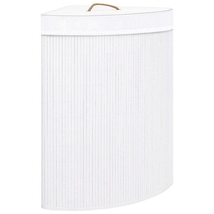 vidaXL Bamboo Corner Laundry Basket White 15.9 gal