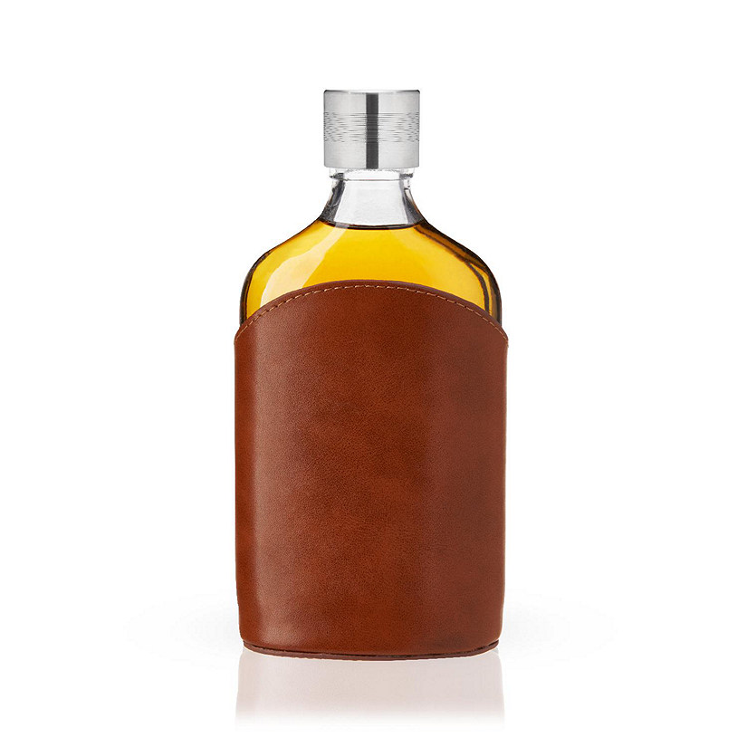Viski Parker Leather Wrapped Glass Flask | Oriental Trading