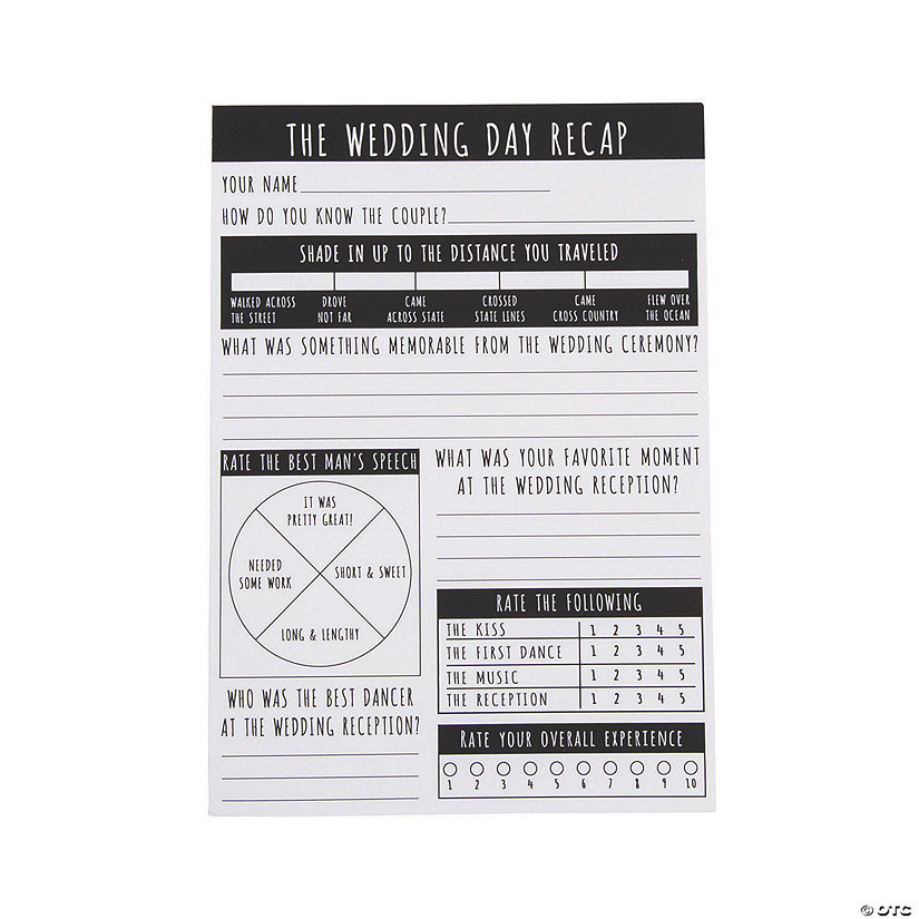 Wedding Recap Game Cards | Oriental Trading