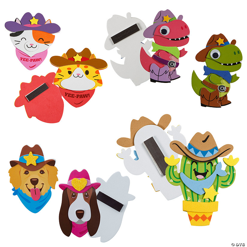 Western Character Magnet Craft Kit Assortment – Makes 48