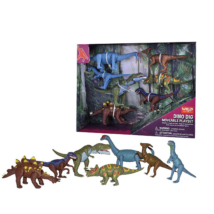 Wild Republic Moveable Box Set Dinosaur Figurines, 7 Pieces | Oriental ...