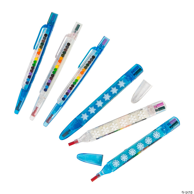 Winter Glitter Stacking Point Crayons - 12 Pc.