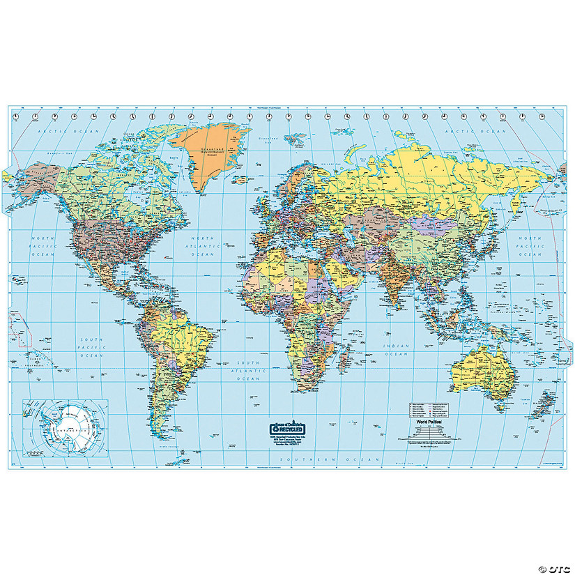 World Laminated Map 38 X 25 | Oriental Trading