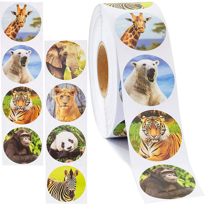Zoo Animal Sticker Roll Assorted Designs (1000 Count), 1.5 inches ...