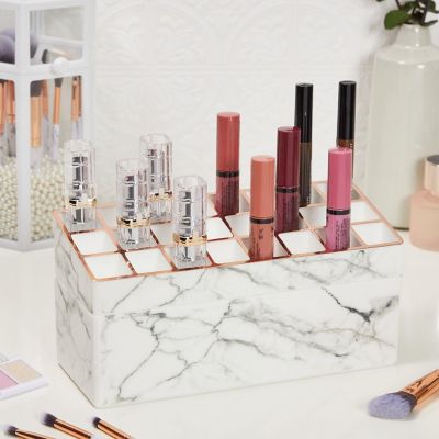 2-Tier Marble Makeup Organizer (9.1 x 3.7 x 4.5 In)