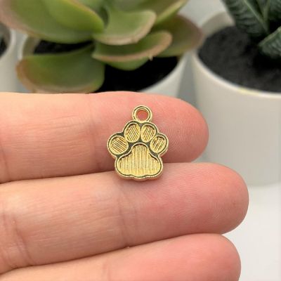 20 Black Enamel And Gold Dog Cat Paw Print Charms | Oriental Trading