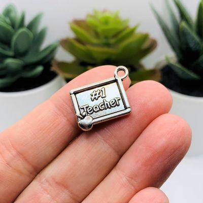 20 Pcs Silver #1 Teacher Charms | Oriental Trading
