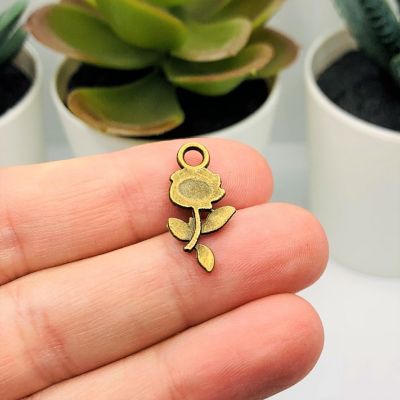 20 Small Bronze Rose Charms | Oriental Trading