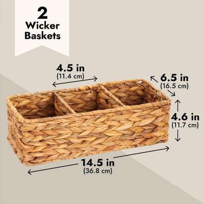 3-Section Wicker Baskets for Shelves, Water Hyacinth Storage Baskets ...
