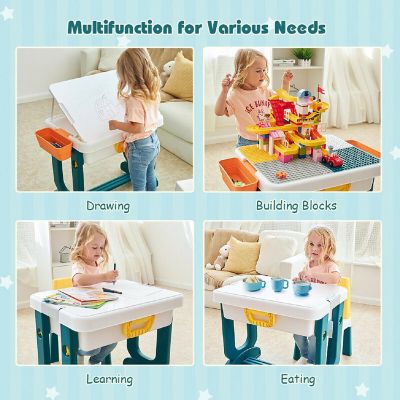 5 in 1 Kids Activity Table Set w/ Chair Toddler Luggage Building Block Table | Oriental Trading