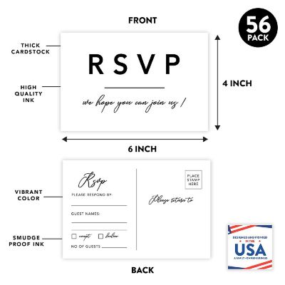 56-Pack RSVP Postcards Modern Cardstock Response Reply Cards | Oriental ...