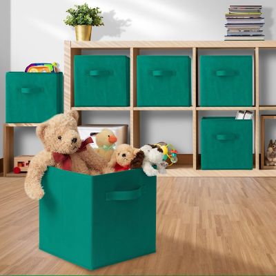 6 Collapsible Foldable Fabric Cubby Cube Storage Bins Baskets For Shelves