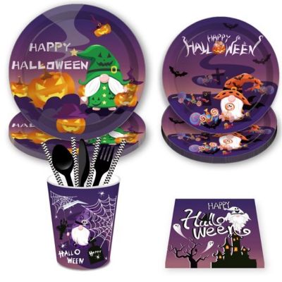 68 Pc. Halloween Dwarf Disposable Tableware Set Serves 8 Guests