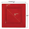 9.5" Red Square Plastic Dinner Plates (40 Plates)