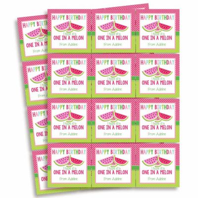 AmandaCreation Personalized One in A Melon Gift Tag Stickers 24pc ...