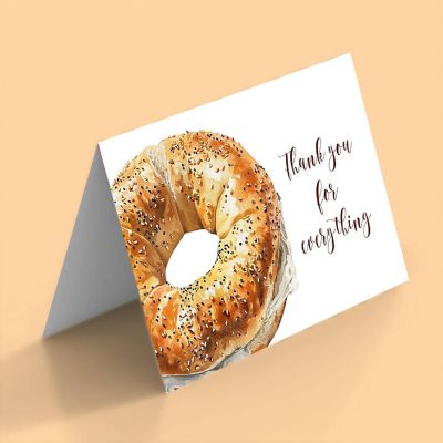 AmandaCreation Thank You For Everything Bagel Blank Folded Greeting ...