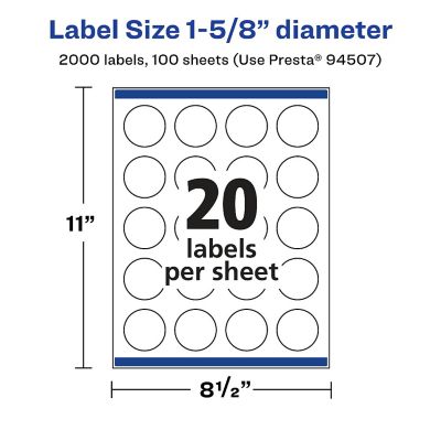 Avery Glossy Clear Round Labels, 1-5/8" diameter, 2,000 Labels ...