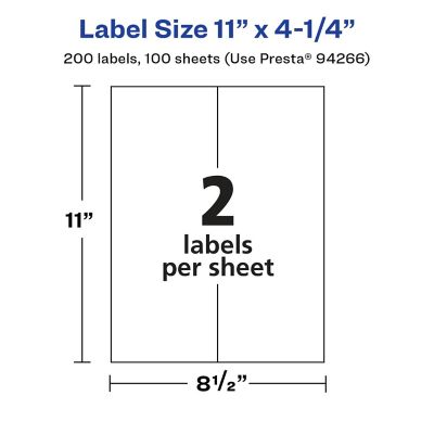 Avery Glossy White Rectangle Labels, 11" x 4.25", 200 Total | Oriental ...