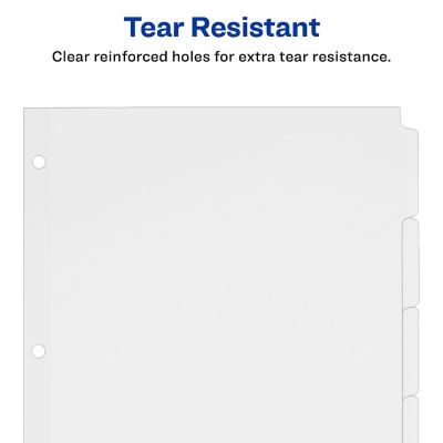 Avery Plain Tab Write & Erase Dividers, 5 Tabs, White, 36 Sets (11506 ...