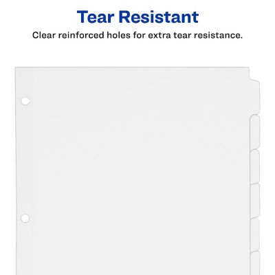 Avery Plain Tab Write & Erase Dividers, 8-Tab, White, 24 Sets (11507 ...